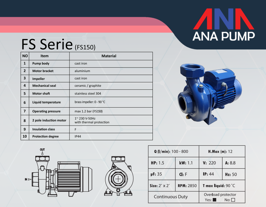 پمپ نیوژن ۱.۵ اسب ۲ اینچ FS150 - goalelectric